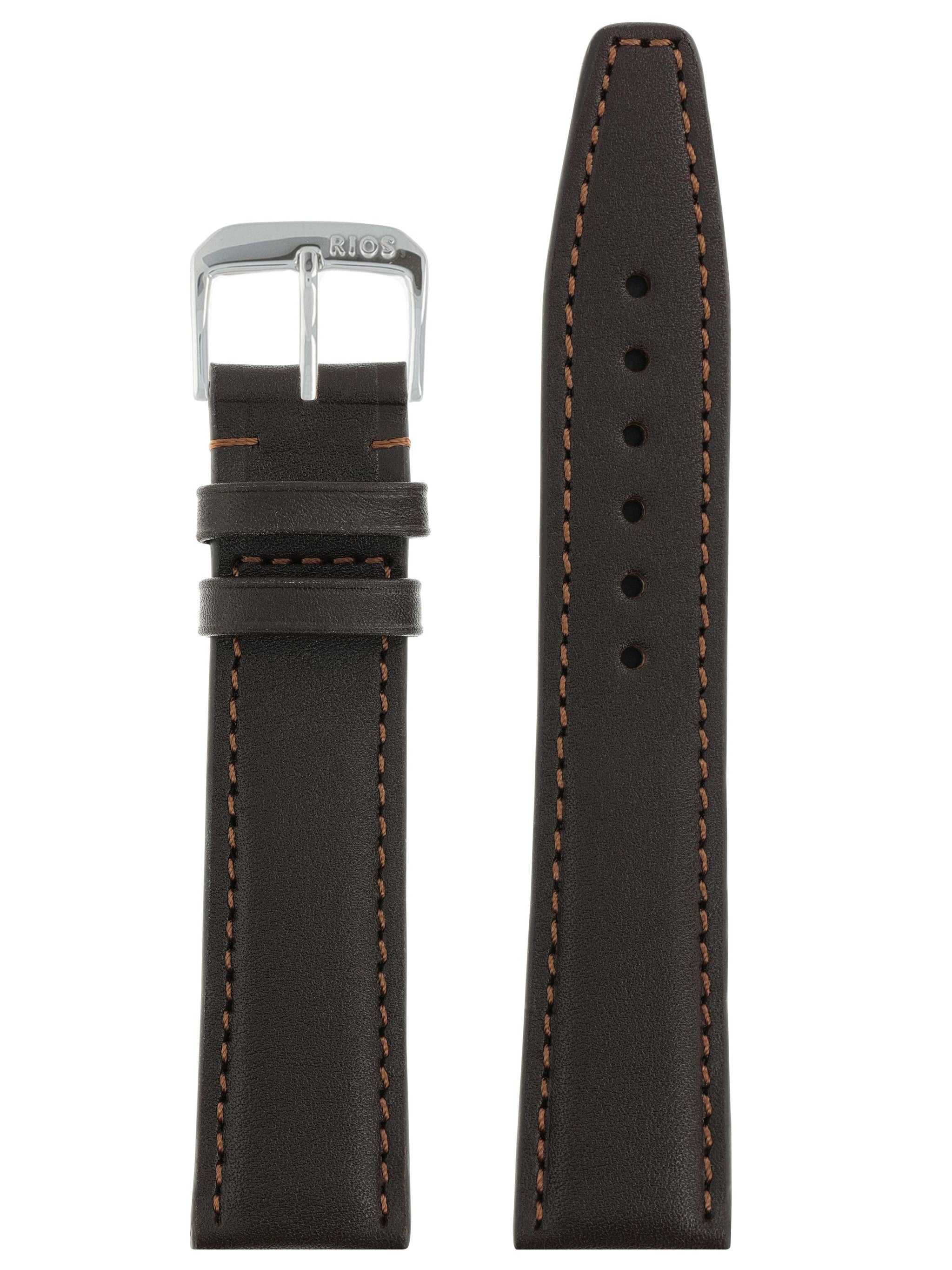 RIOS1931 Echt-Kalbsleder-Uhrenarmband (Mokka) - 21mm - Länge M ...